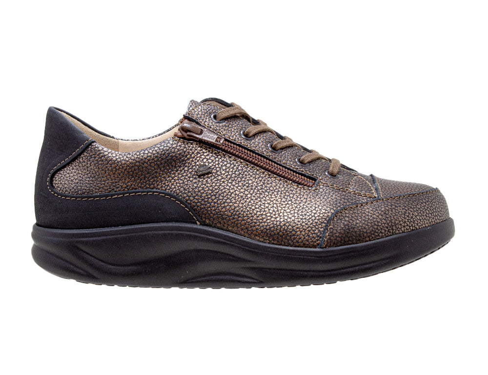 Finn Comfort Finnamic | Copper Black Zip and Lace Shoe at ShoeMed