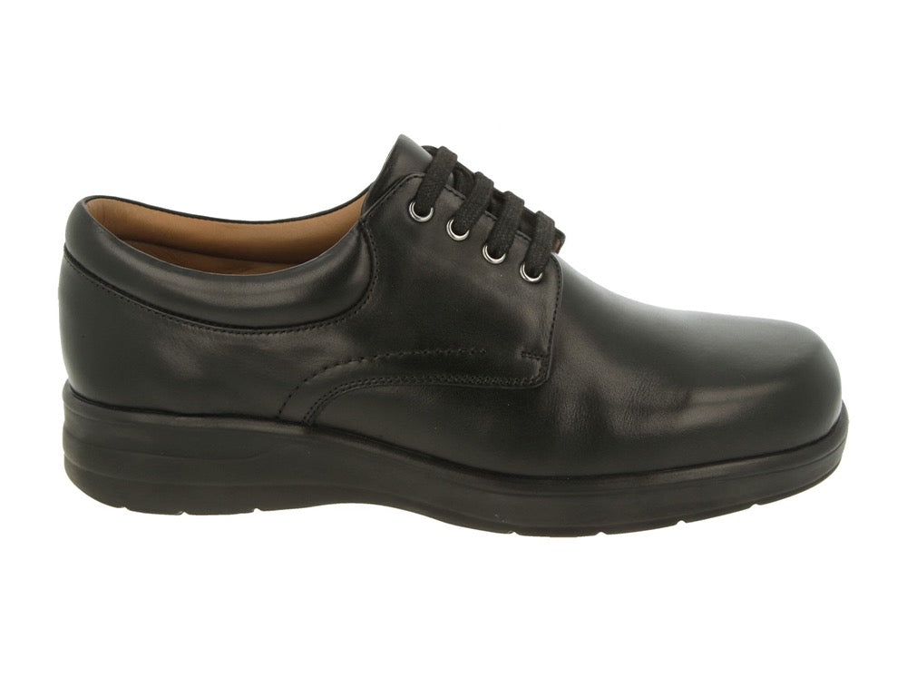 Extra Wide DB Shoes | Wide Mens Black Leather Lace Up Shoes at ShoeMed